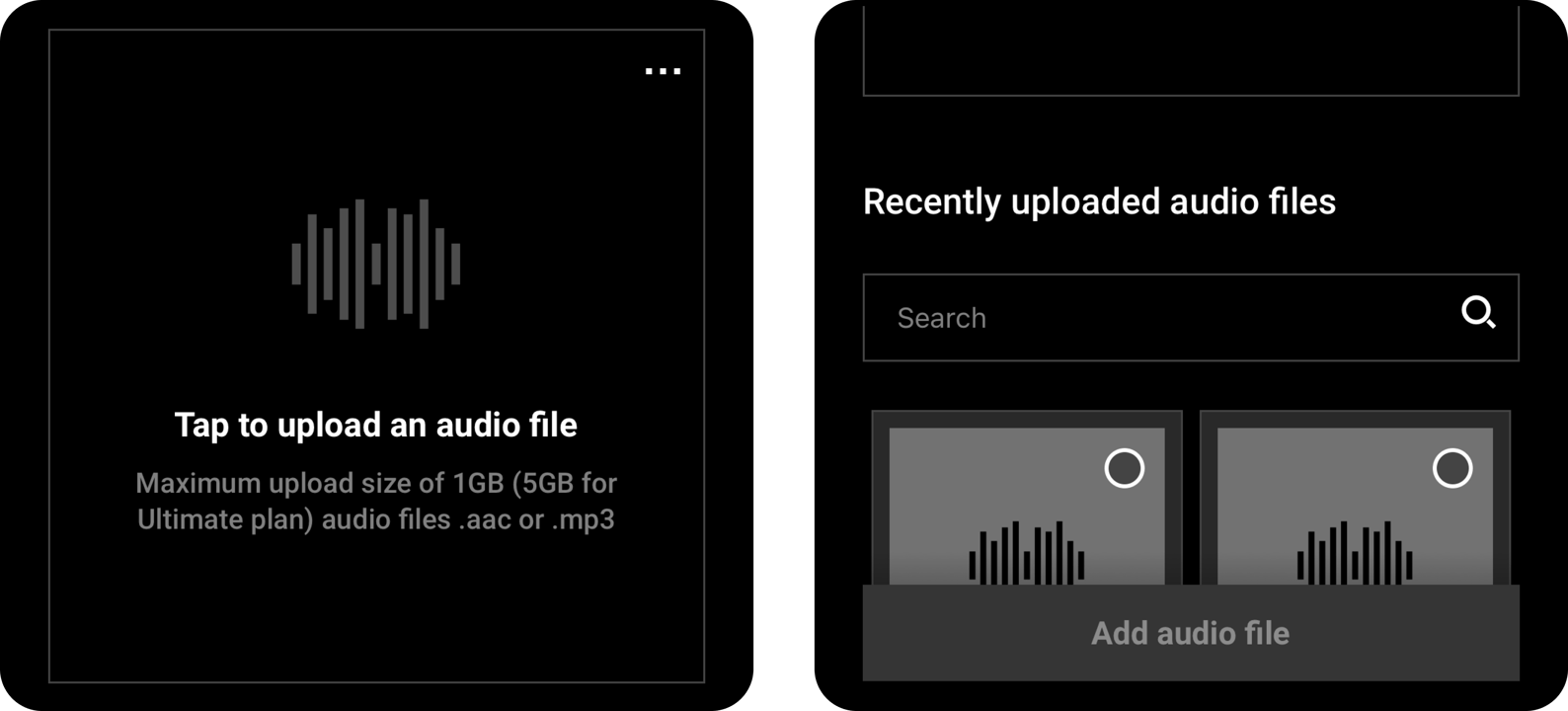 How do I add audio files to my content?