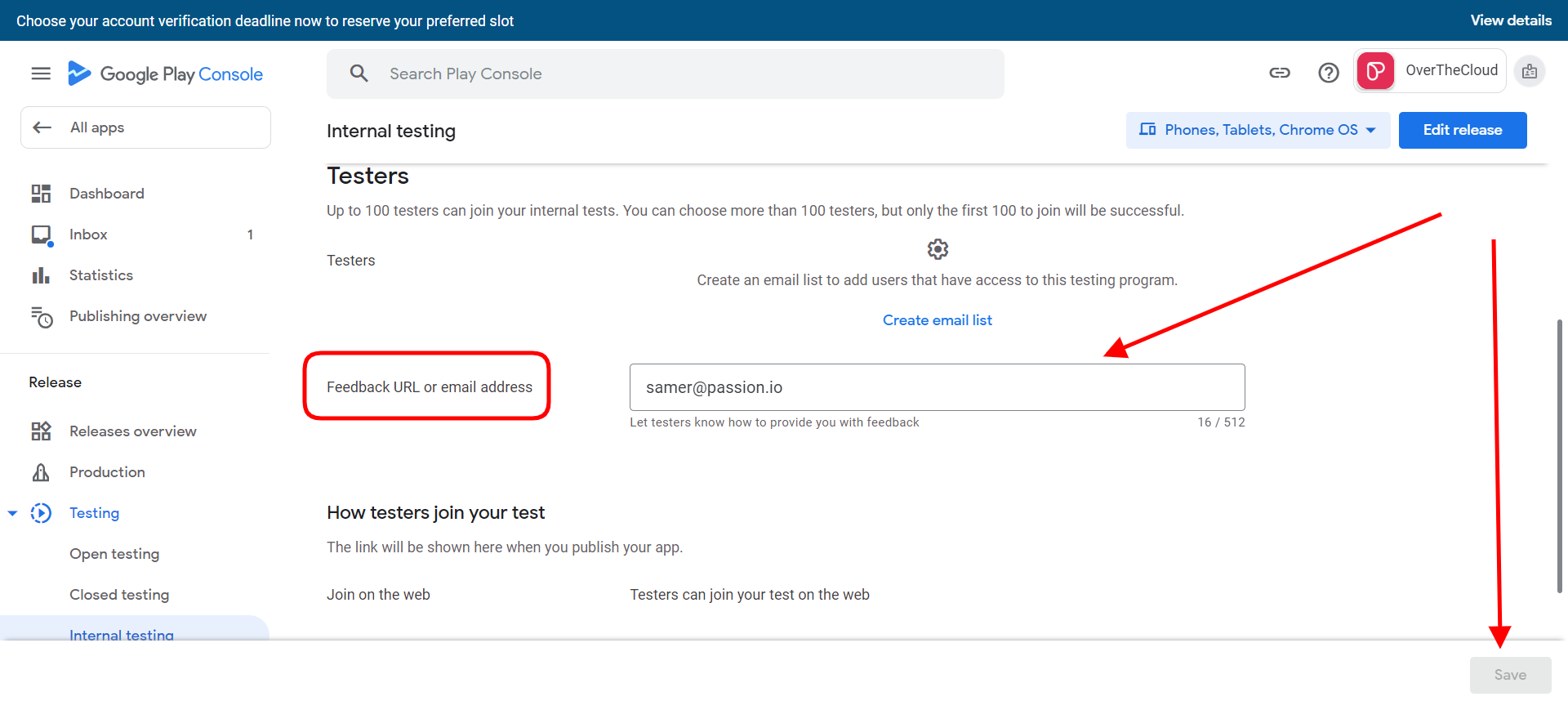 How do I add testers to my Google App?